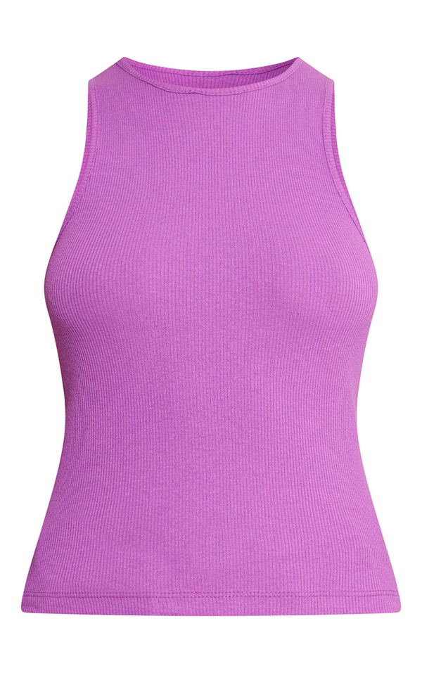 Basic Purple Rib Racer Tank | Tops | PrettyLittleThing USA