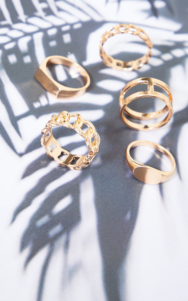 Gold Assorted Chain And Basic 5 Ring Pack | Accessories ...