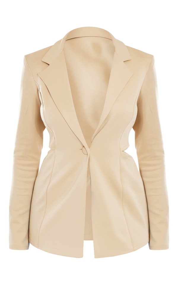 Stone Basic Scuba Cut Out Waist Blazer | Outerwear | PLT
