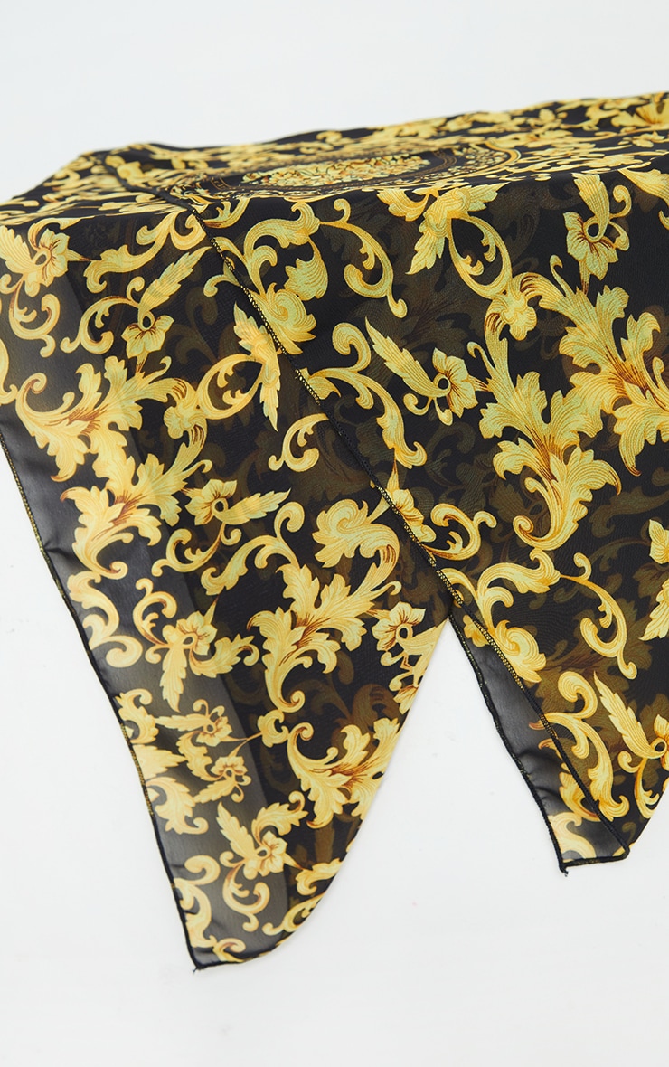 Gold Chain Print Head Scarf | Accessories | PrettyLittleThing IE