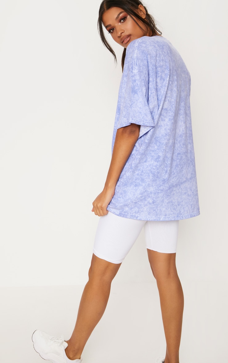 Blue Acid Wash Oversized T Shirt | Tops | PrettyLittleThing USA