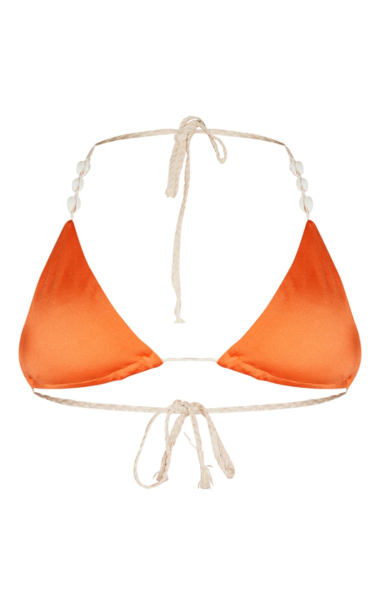 Rust Shell Trim Detail Triangle Bikini Top | PrettyLittleThing