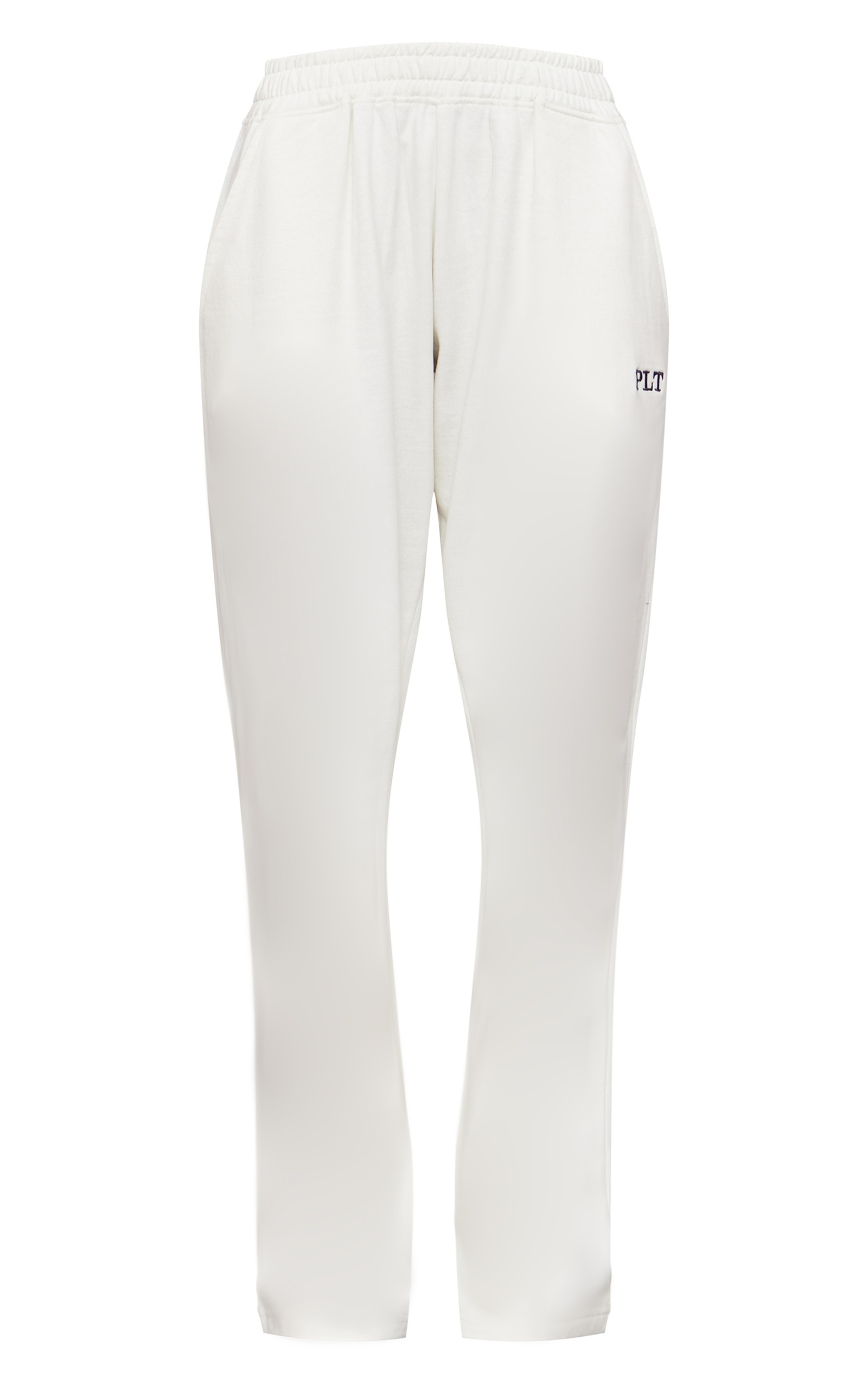 PLT Cream Contrast Embroidery Low Rise Joggers | Athleisure | PLT