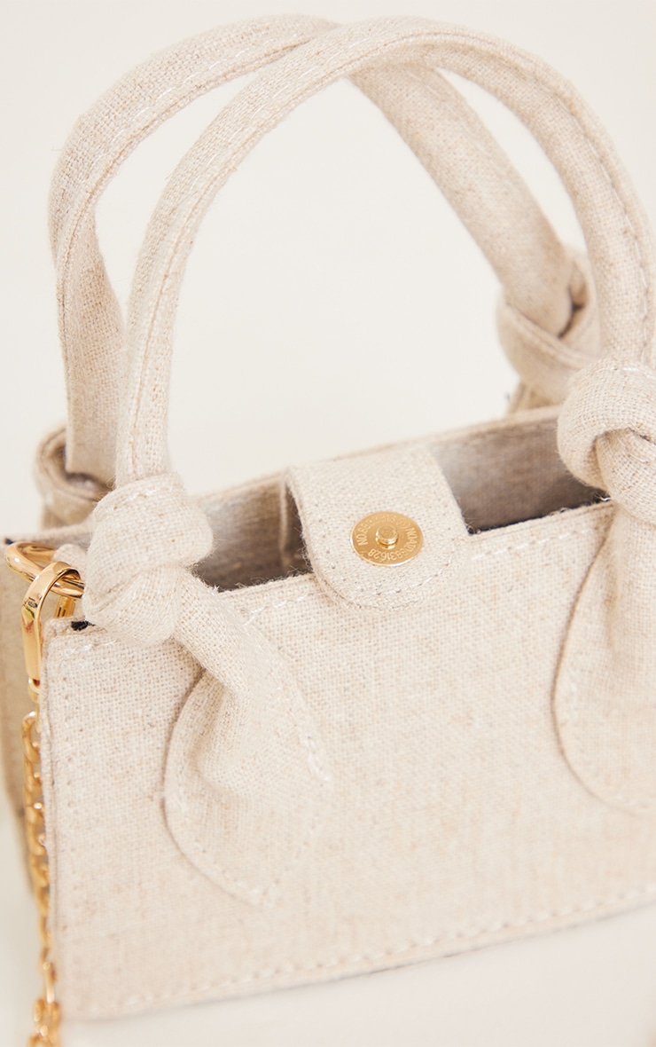 Natural Linen Look Knot Mini Bag | PrettyLittleThing USA