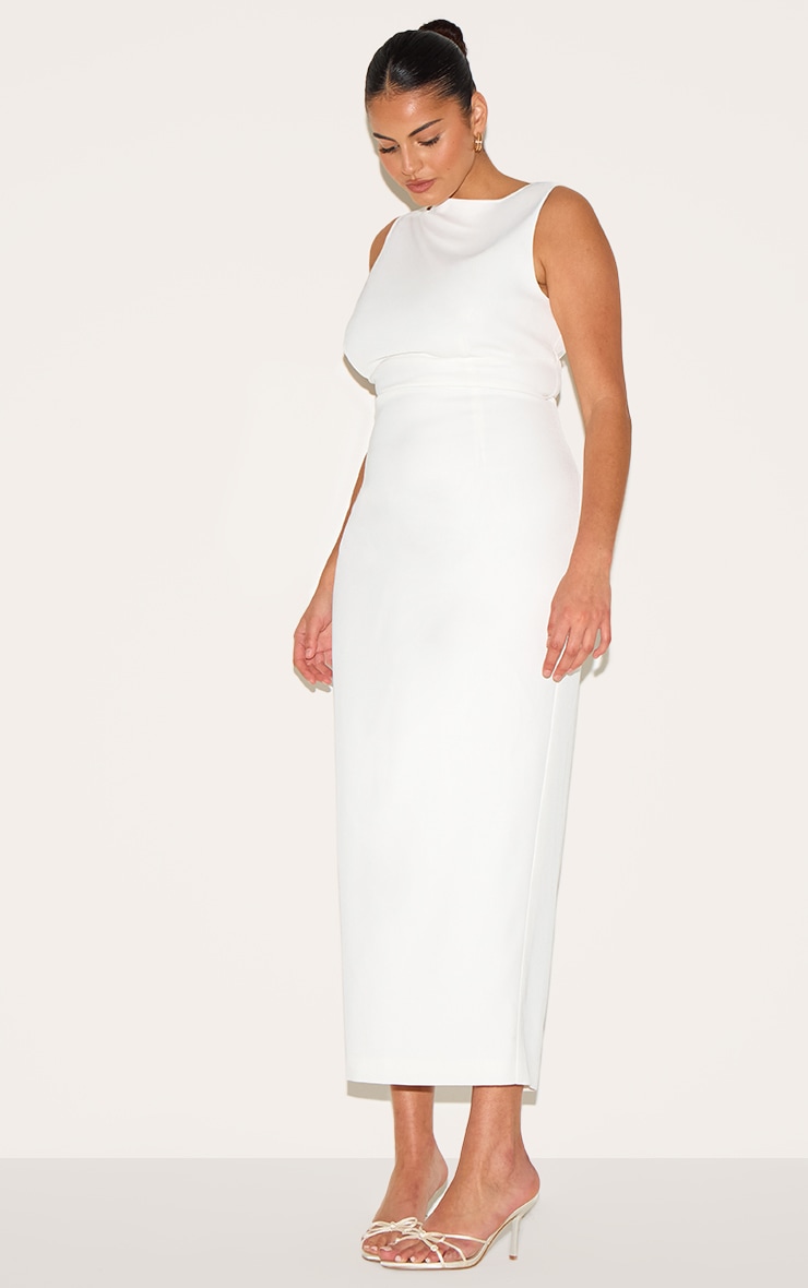 Plus Premium White Scoop Back Midaxi Dress | Plus Size | PLT