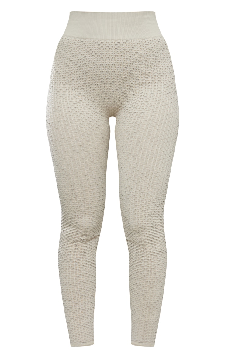 Oatmeal Textured Ruched Seamless Leggings | PrettyLittleThing USA