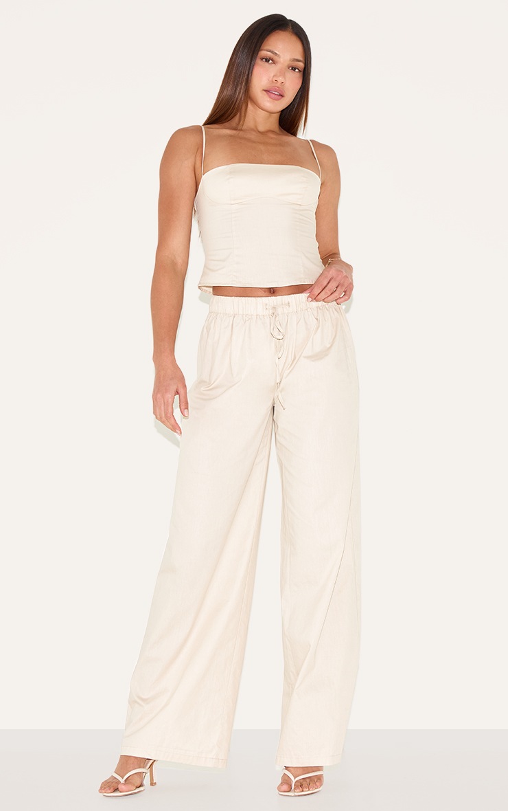 Tall Sand Square Neck Woven Crop Top | Tall | PLT