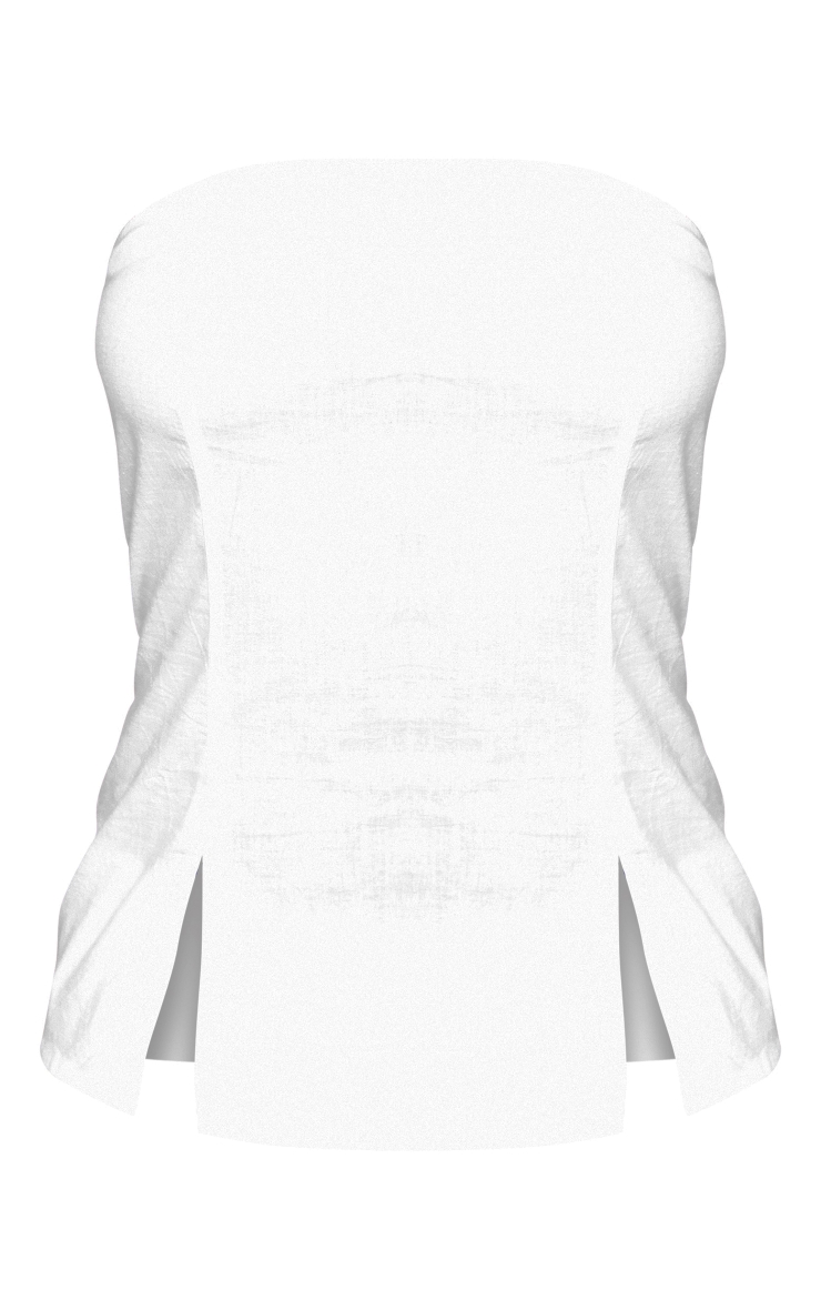 White Linen Look Split Hem Top | Tops | PrettyLittleThing USA