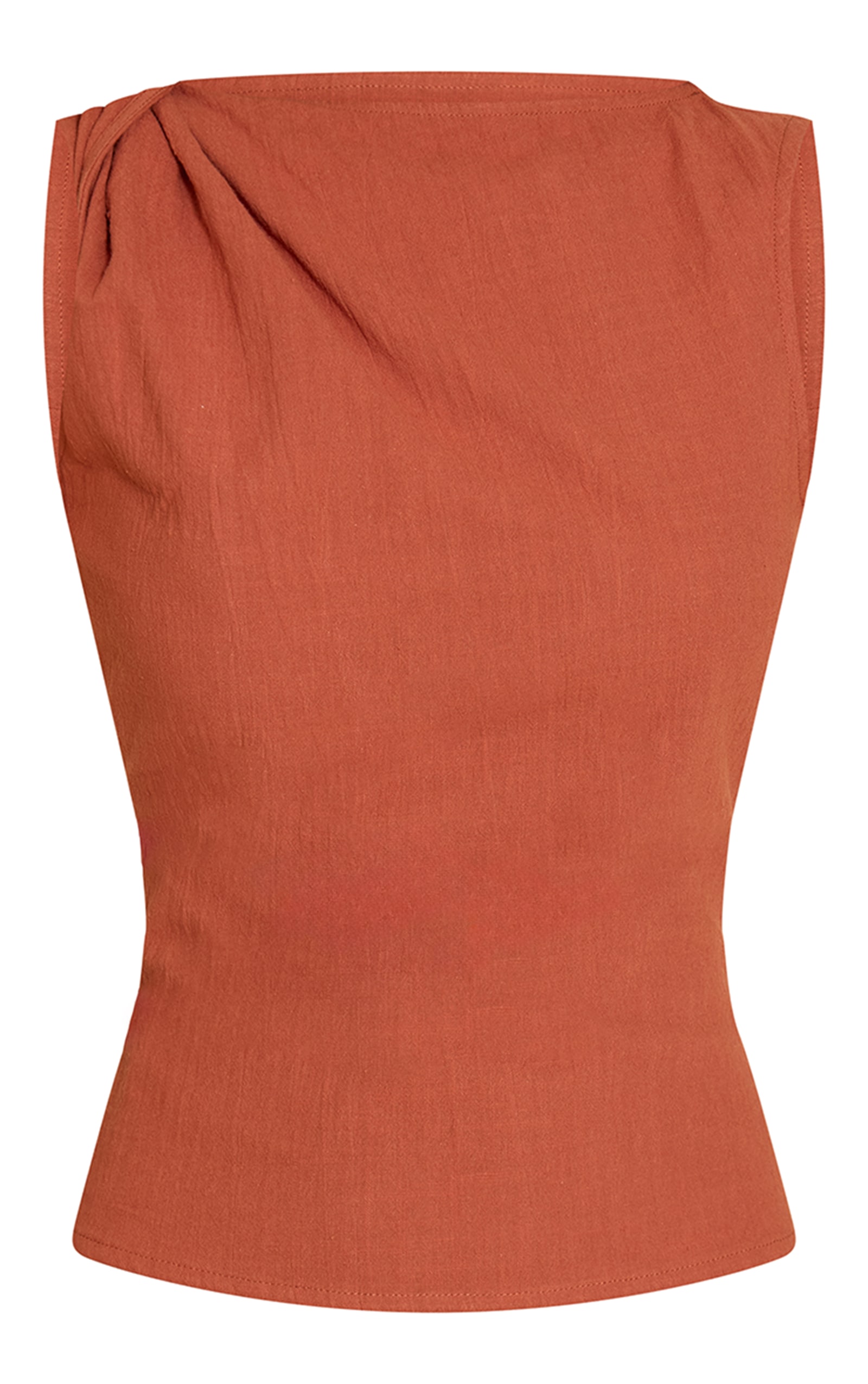 Rust Twist Detail Boxy Sleeveless Top | Tops | PLT