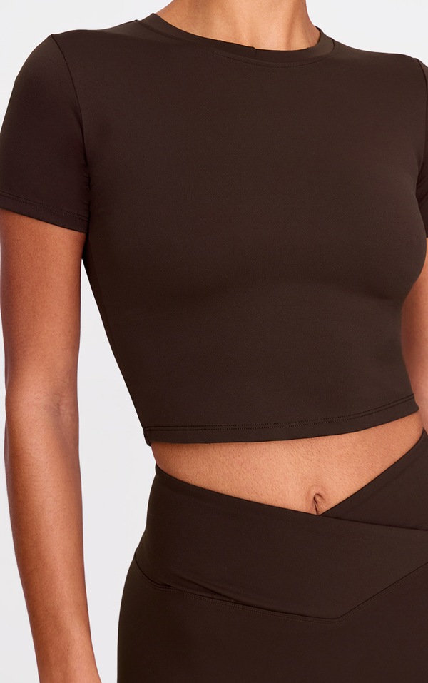Espresso Sculpt Short Sleeve Crop Gym Top | Athleisure | PLT AUS