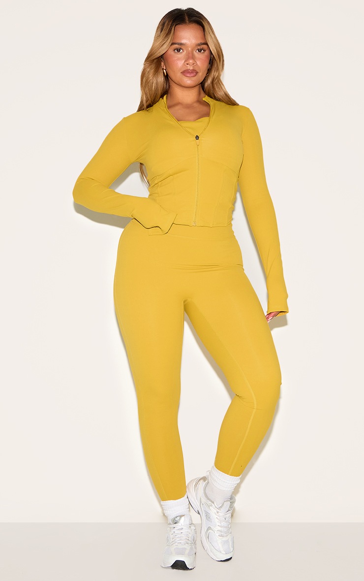 Shape Olive Active Zip Front Seam Detail Jacket | Shape | PrettyLittleThing