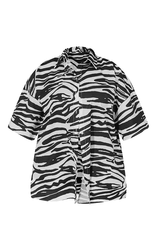 Plus Multi Zebra Short Sleeve Beach Shirt | Plus Size ...