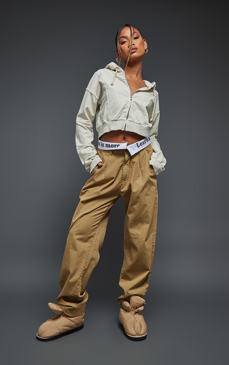 Cream Panel Cropped Zip Through Washed Sweat | Athleisure ...