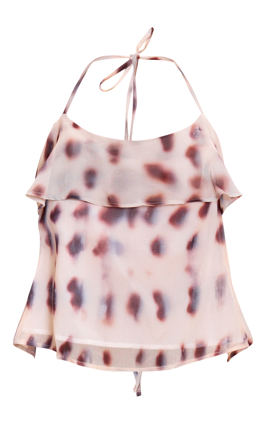 Cream Printed Chiffon Halter Cami Top | Tops | PLT