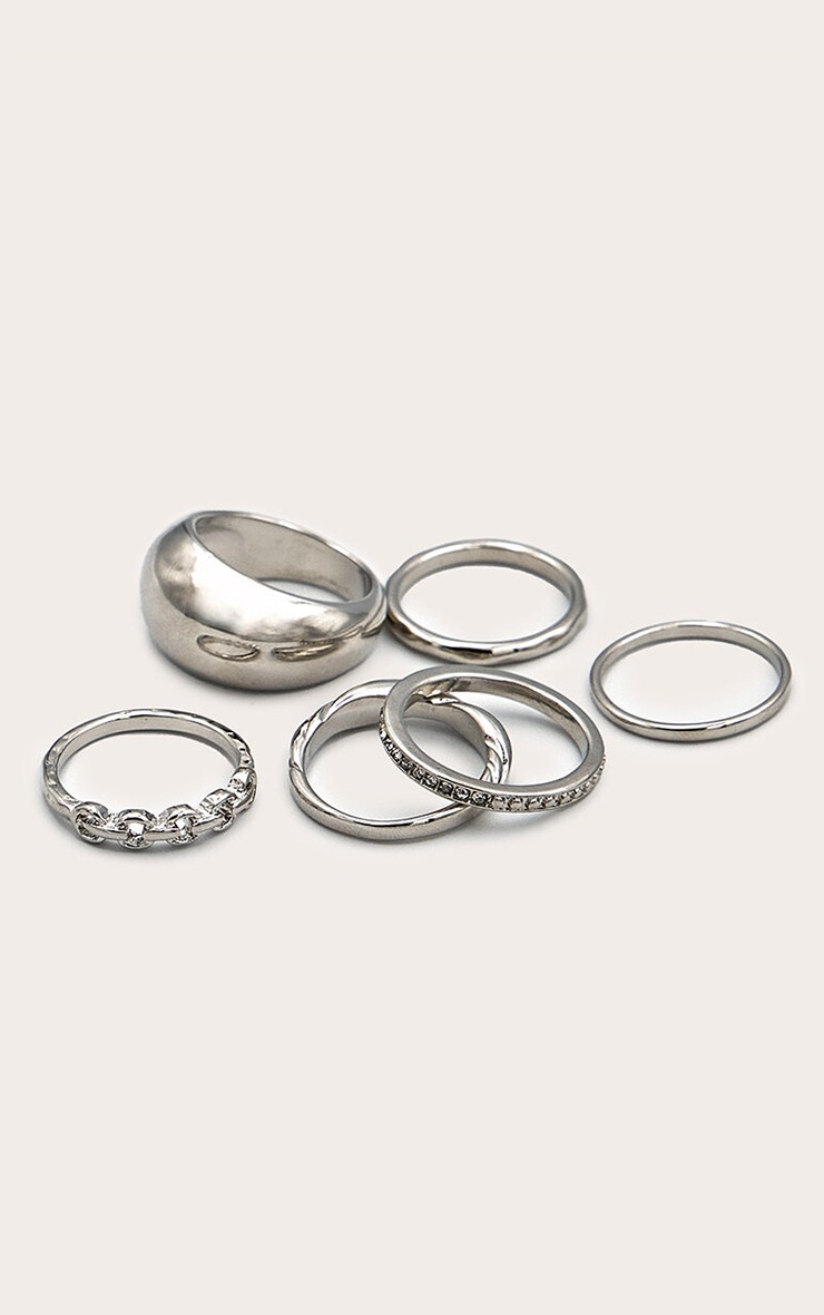Silver Assorted Diamante Textured Multipack Rings | Accessories ...