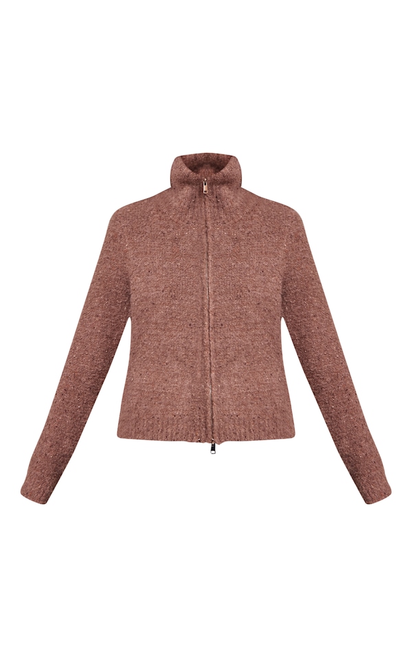 Mocha Zip Through Cardigan | Knitwear | PLT