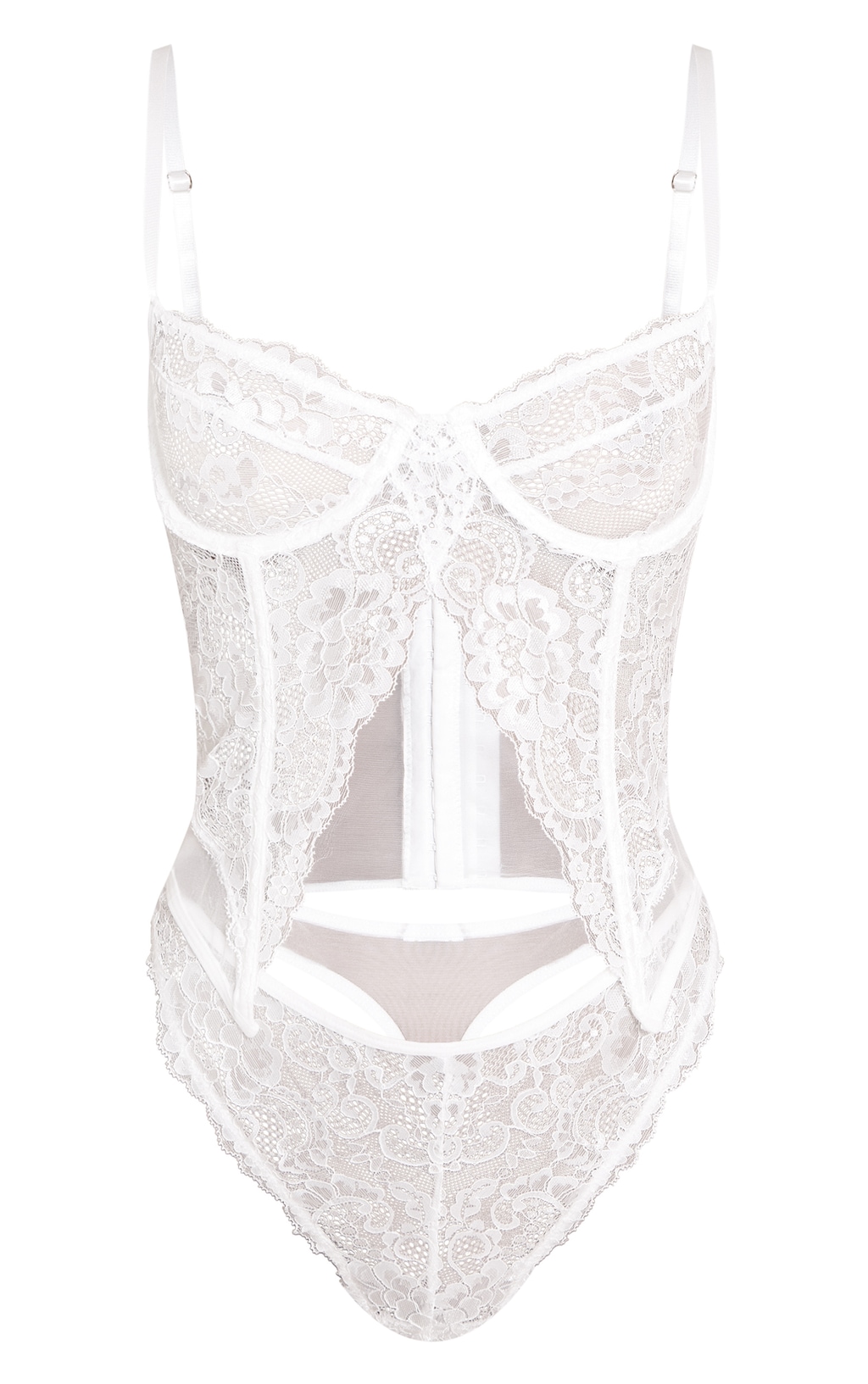 White Split Front Detail Laced Corset Lingerie Set | Lingerie ...