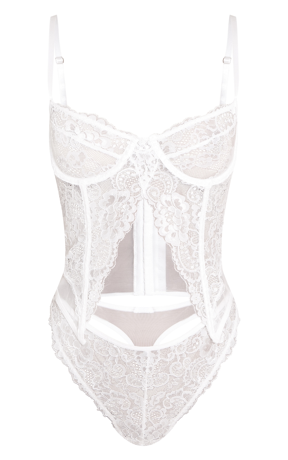 White Split Front Detail Laced Corset Lingerie Set | Lingerie ...