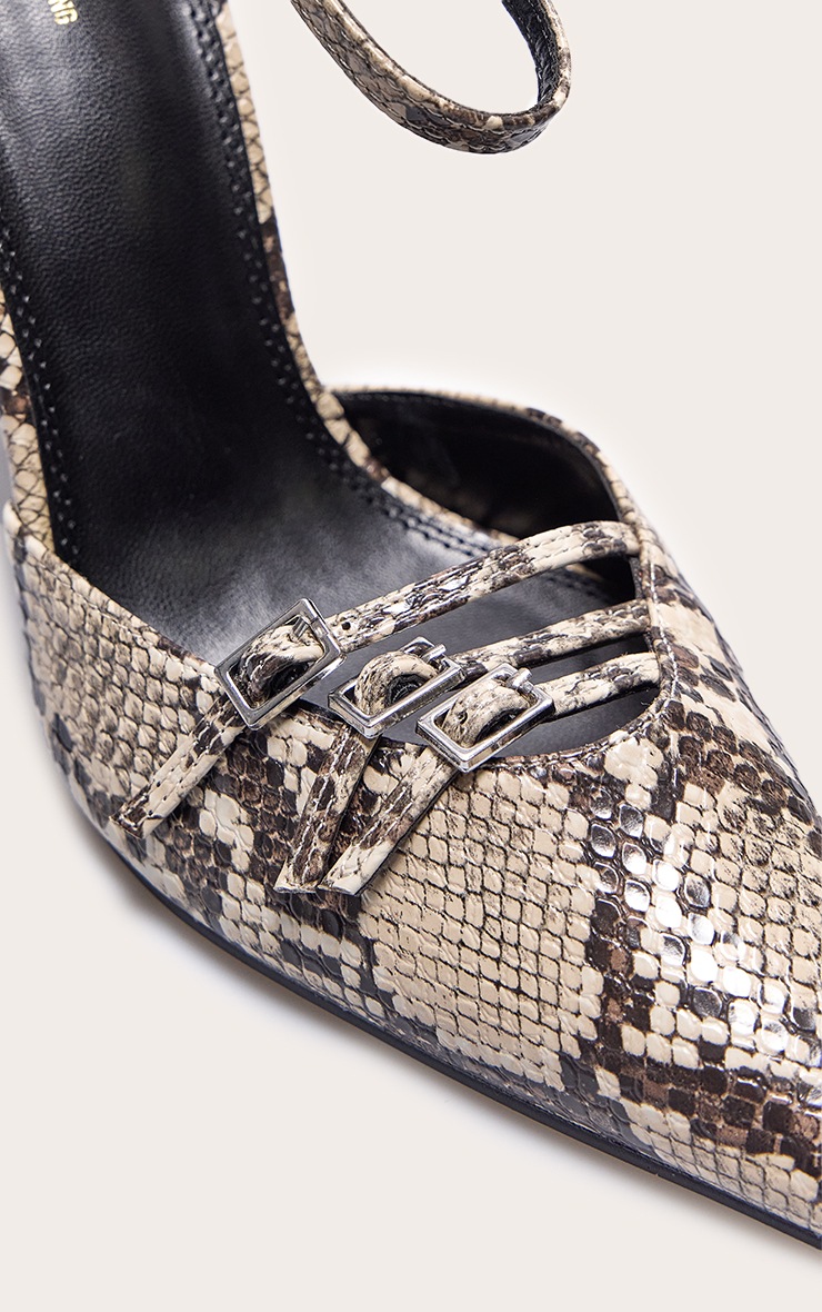 Snake Pu Point Toe Buckle Detail Court Heels | Footwear ...