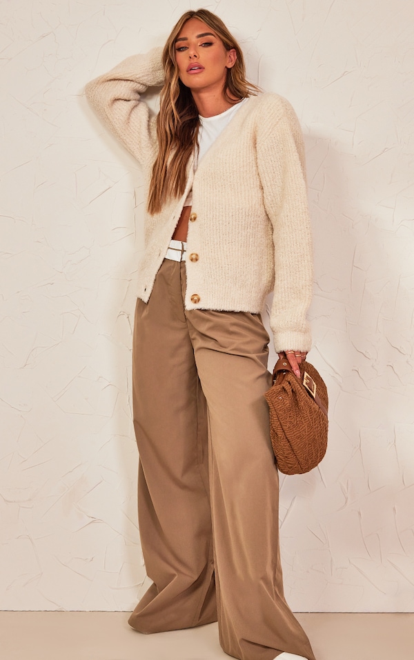 Cream Super Fluffy Soft Knit Cardigan | Knitwear | PrettyLittleThing