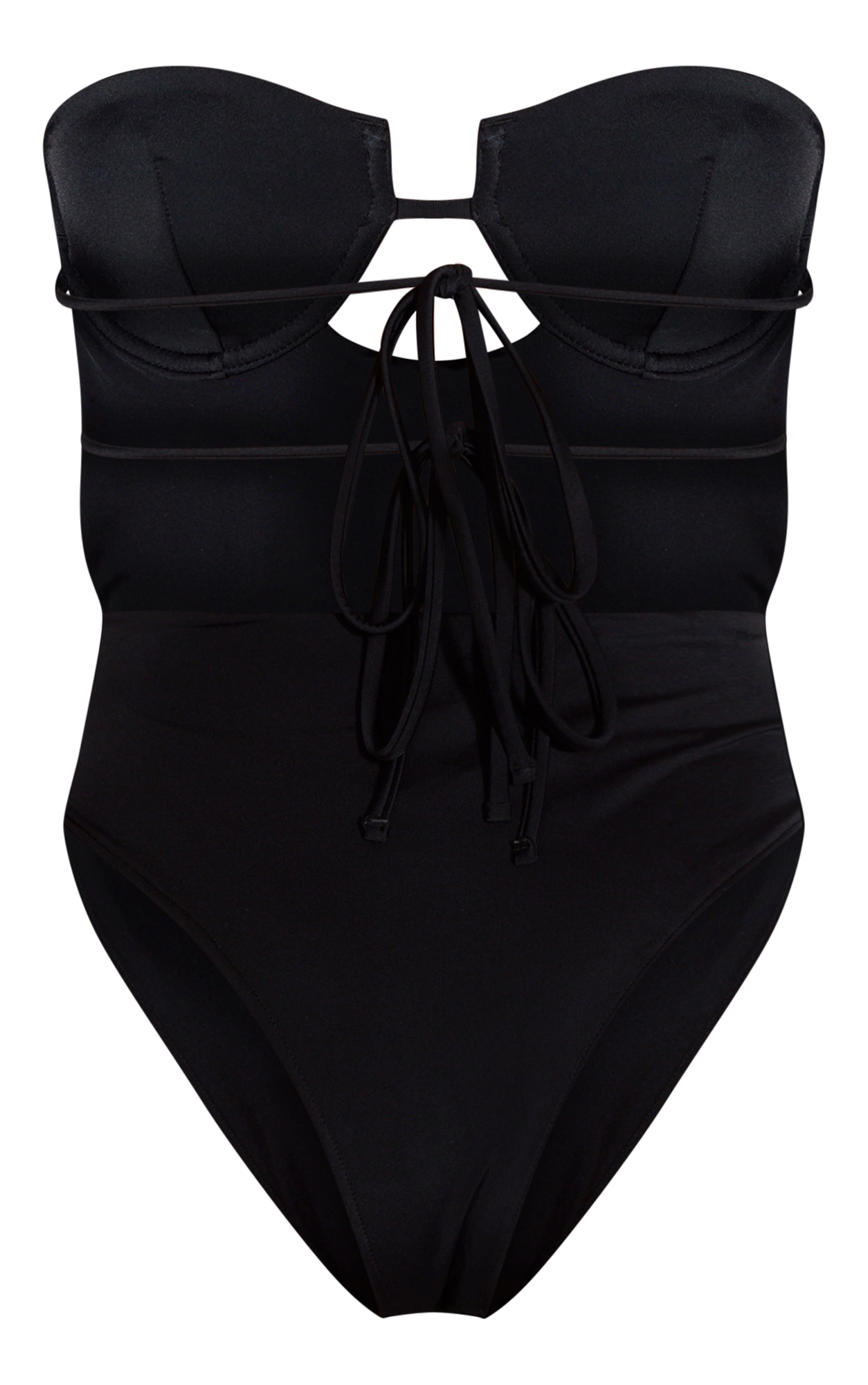 Black Underwired Cut Out Tie Back Swimsuit Swimwear