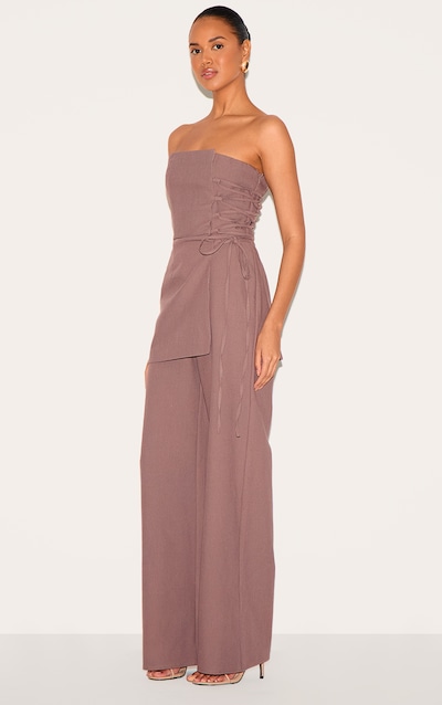PLT Label Mushroom Overlay Laced Up Tailored Jumpsuit | Dresses | PLT