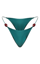 Teal Bead Trim Tanga Bikini Bottoms | Swimwear | PLT
