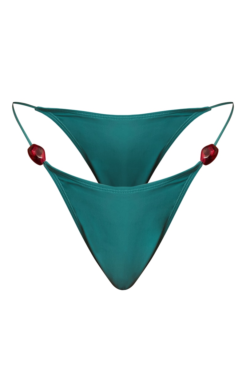 Teal Bead Trim Tanga Bikini Bottoms | Swimwear | PLT