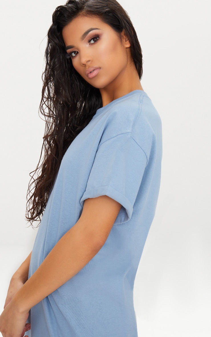 Dusky Blue Oversized Boyfriend T Shirt | Tops | PrettyLittleThing