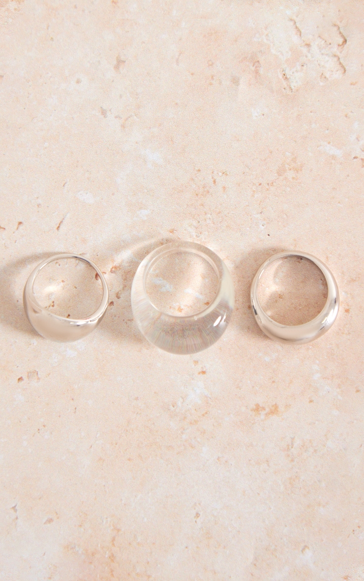 Clear Acrylic Mix Media Rings | Accessories | PrettyLittleThing CA