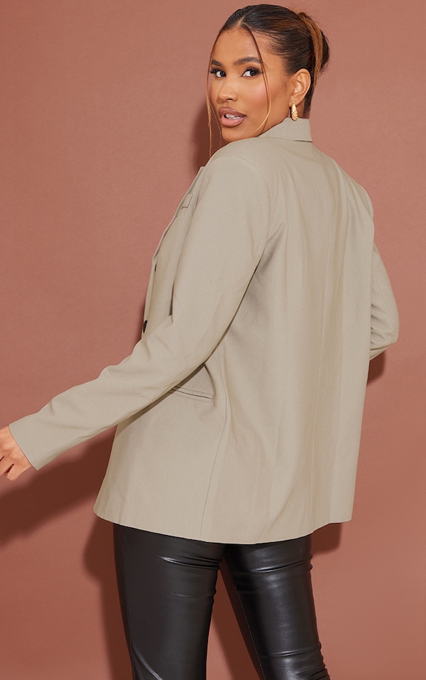 Mocha Single Breasted Shoulder Padded Boxy Blazer | PrettyLittleThing USA