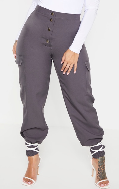 Shape Dark Grey Pocket Detail Cargo Pant | PrettyLittleThing USA