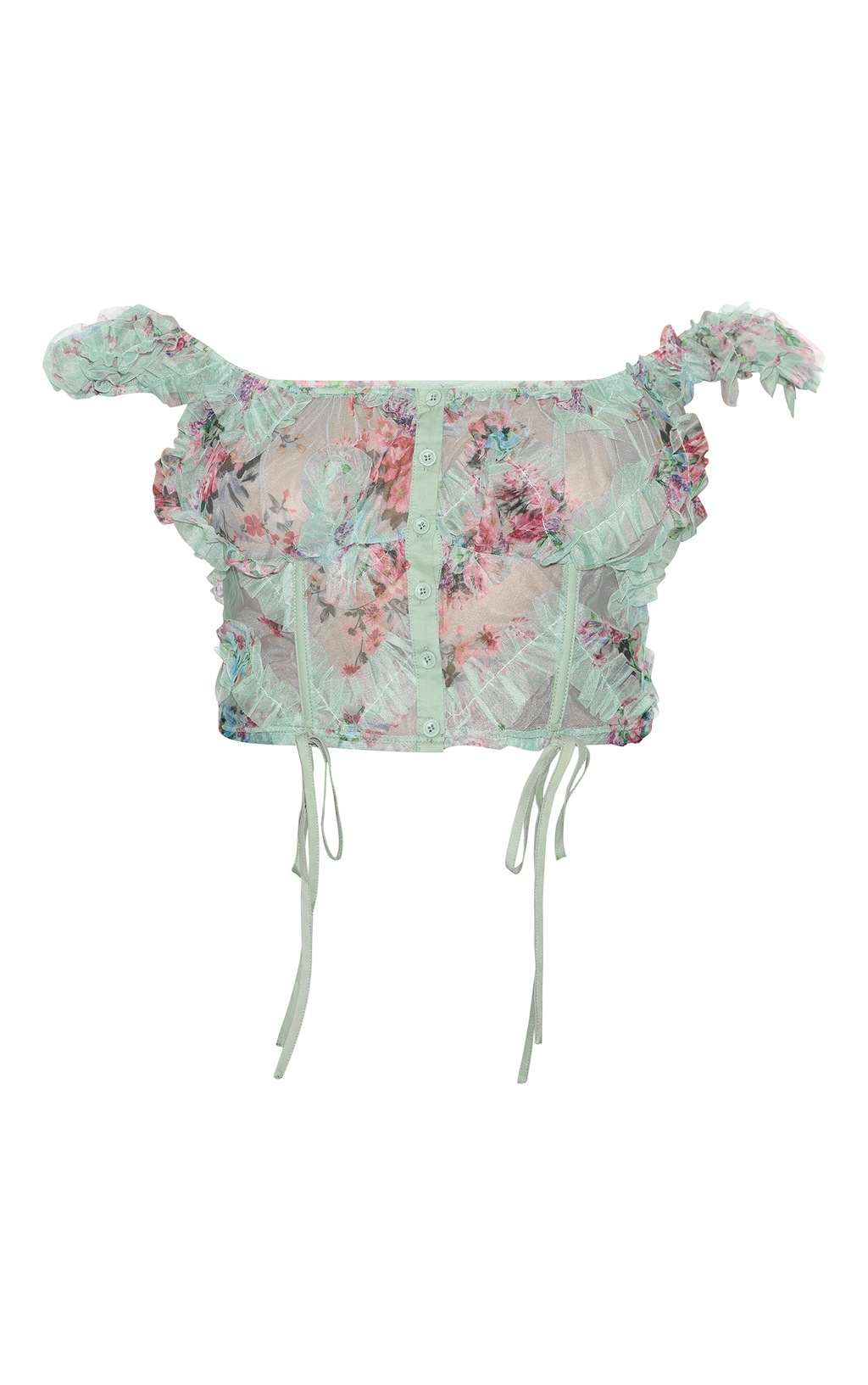 Plus Aqua Tie Detail Boned Mesh Corset Top | Plus Size ...