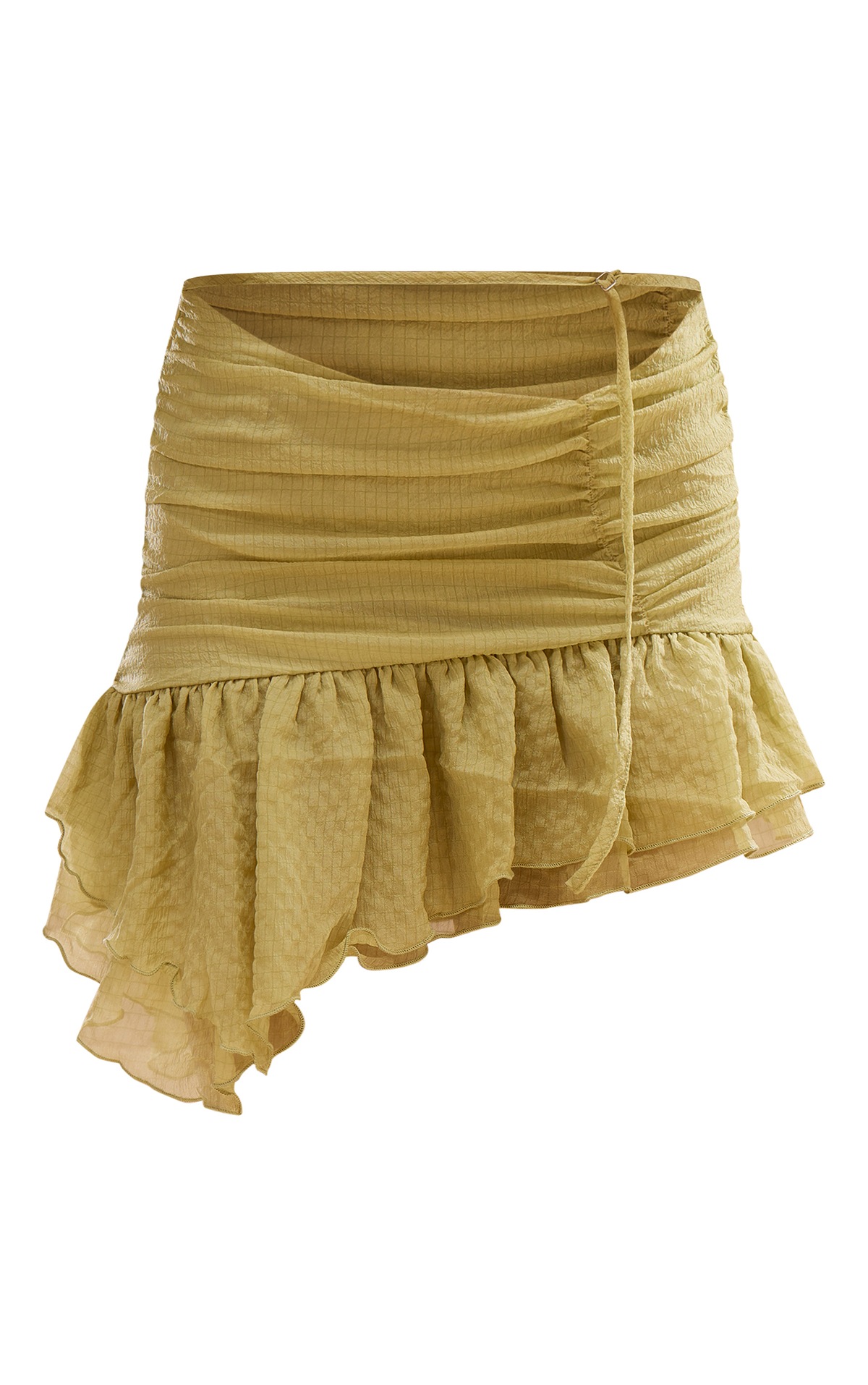 Chartreuse Textured Chiffon Ruffle Hem Mini Skirt | Co-ords ...