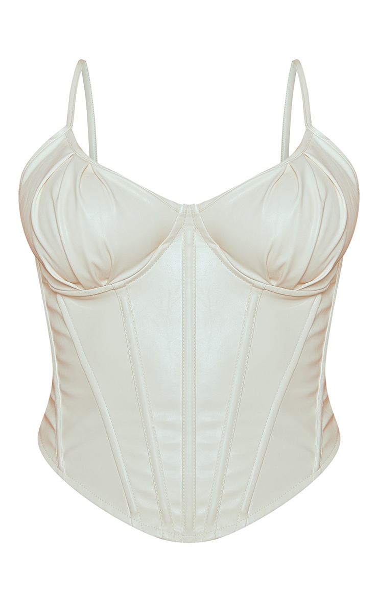 Shape Cream Faux Leather Lace Up Back Corset | Shape | PLT IRE
