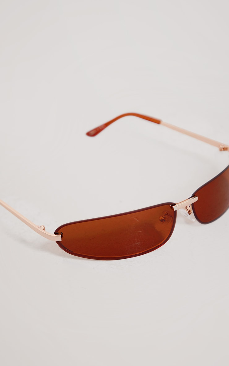 Brown Ultra Slim Visor Sunglasses | PrettyLittleThing