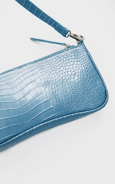 Steel Blue Croc Shoulder Bag | Accessories | PLT