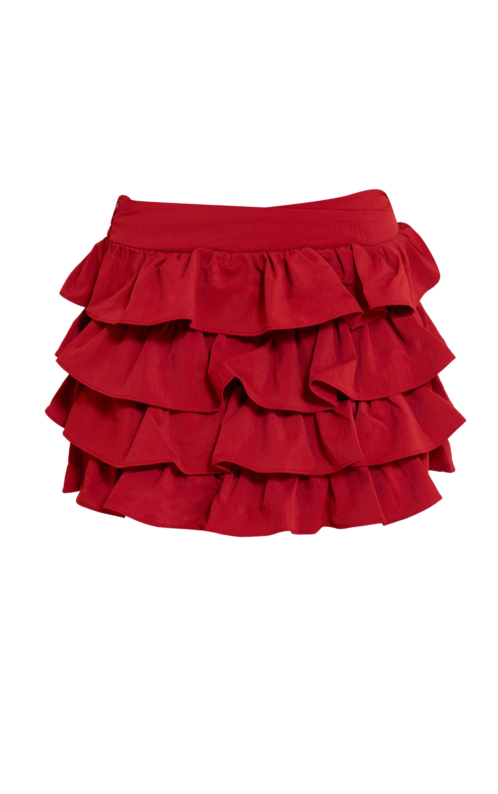 Deep Red Floaty Woven Rara Mini Skirt | Bottoms | PLT USA