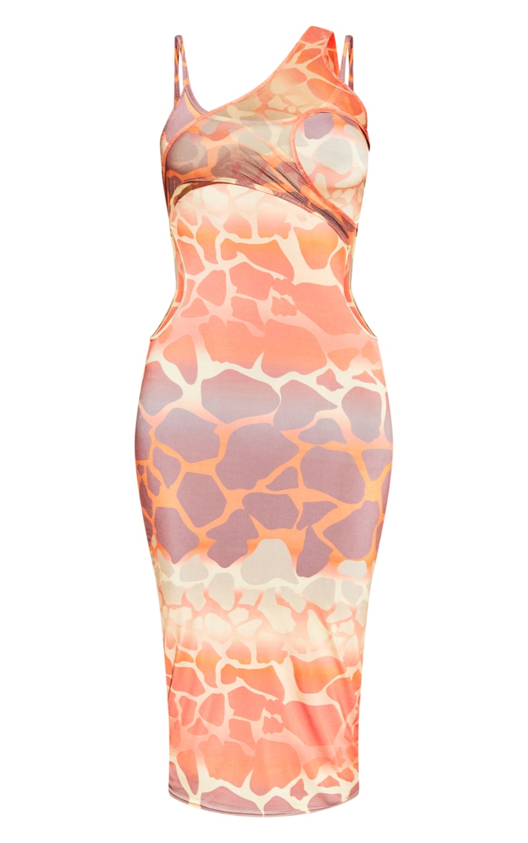 Multi Ombre Cut Out Mesh Overlay Midi Dress | PrettyLittleThing