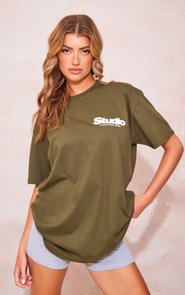 Plt Green Washed Studio Puff Printed T Shirt | PrettyLittleThing USA