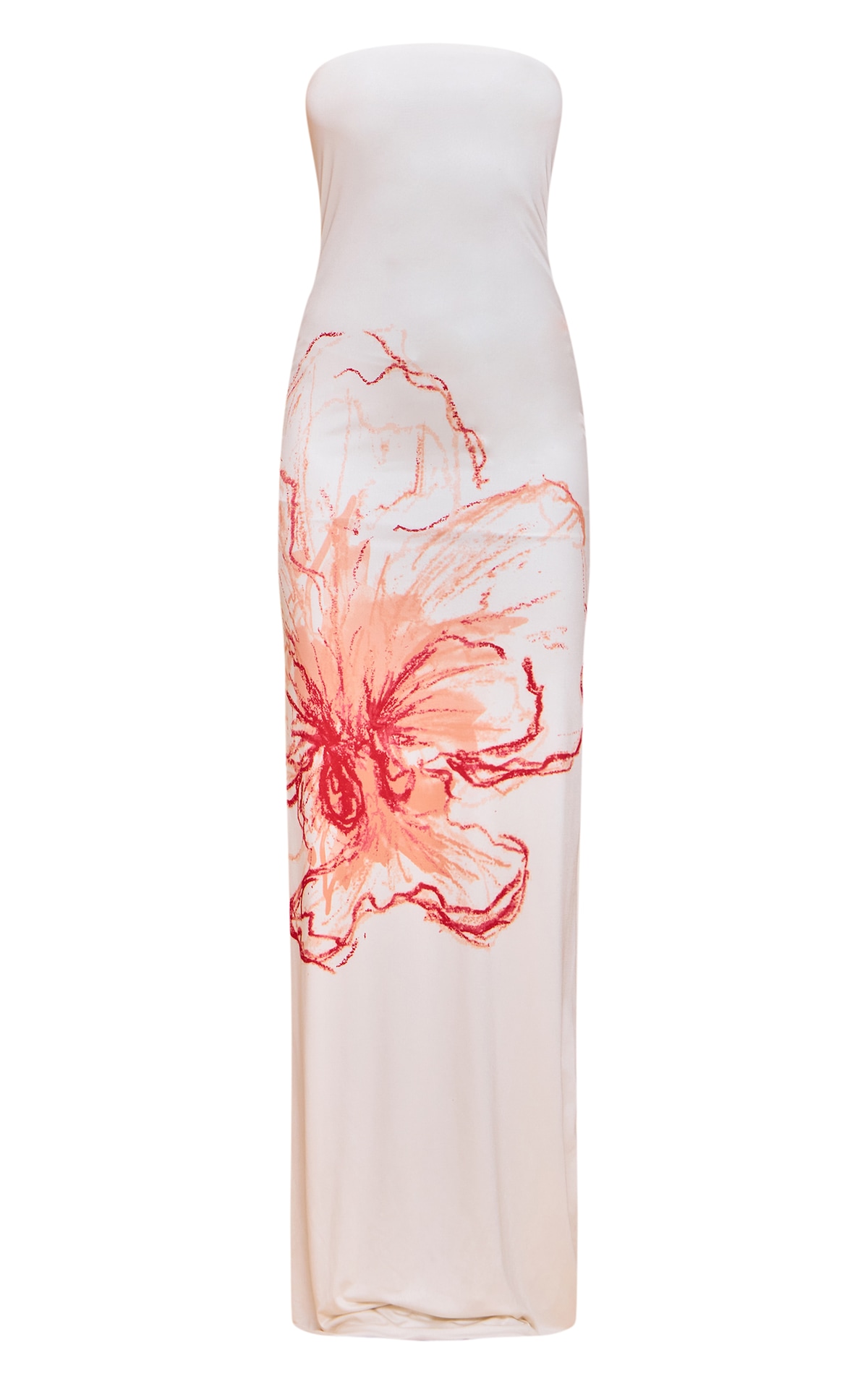 Cream Floral Printed Bandeau Maxi Dress | Dresses | PLT