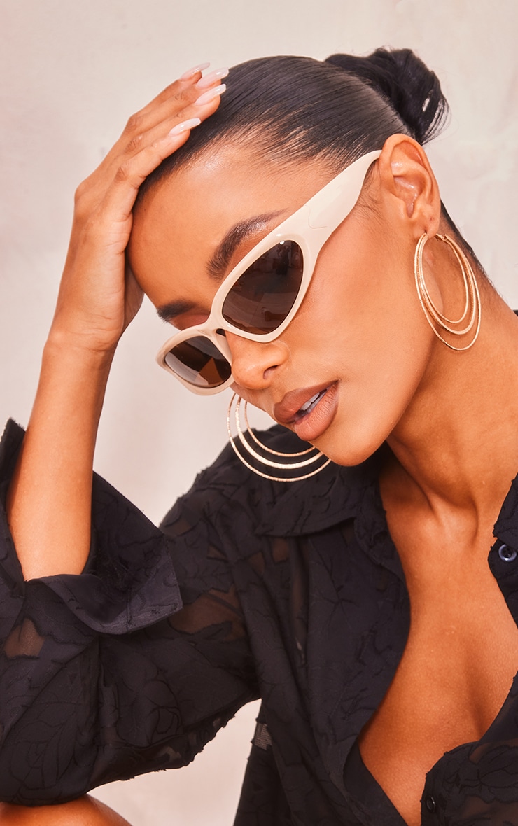 Toffee Thick Frame Narrow Visor Sunglasses | Accessories ...