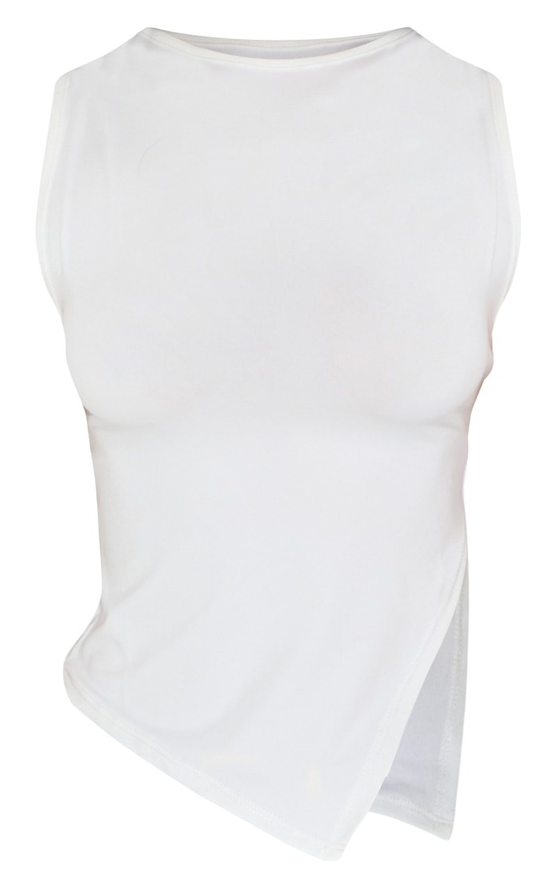 Petite White Asymmetric Longline Top | Petite | PrettyLittleThing AUS