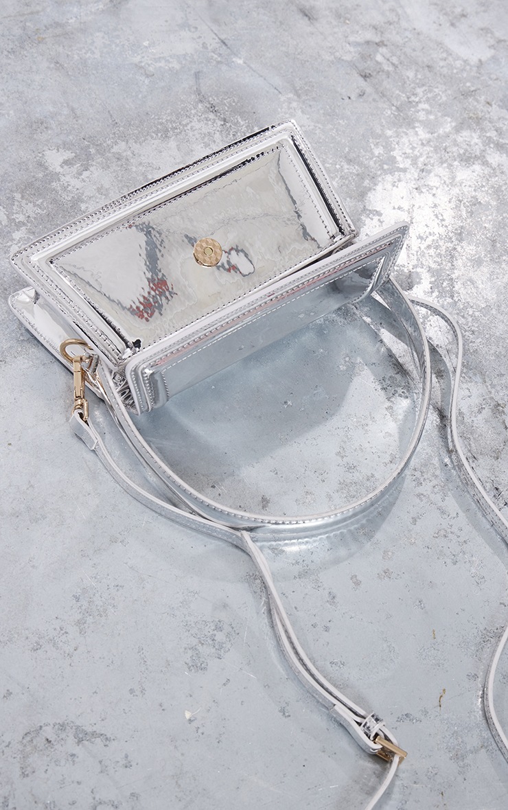 Silver Metallic Rectangular Handle Shoulder Bag | Accessories | PLT