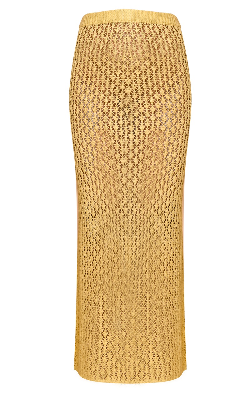 Lemon Crochet Knit Maxi Skirt | Knitwear | PLT USA