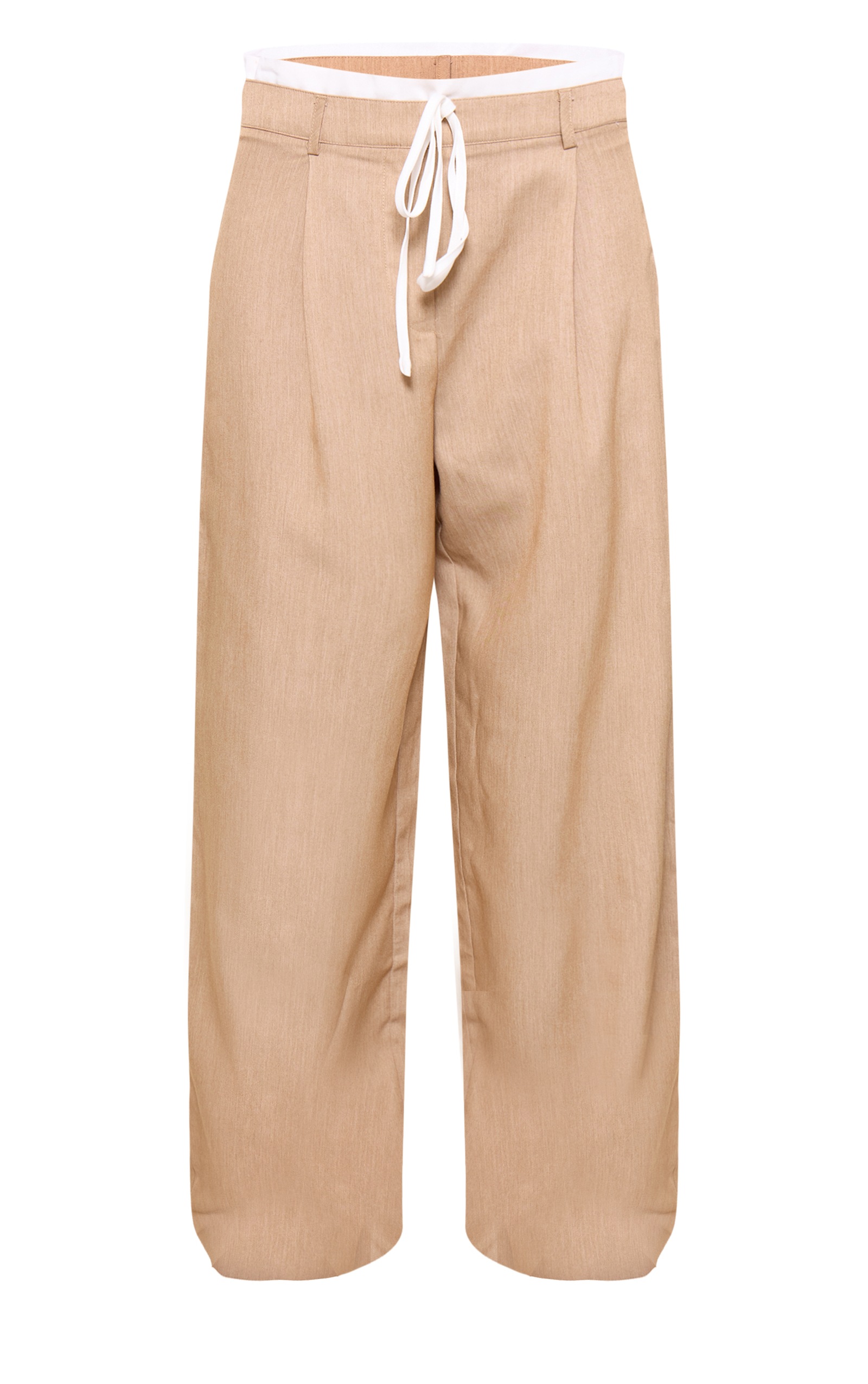 Oatmeal Marl Double Waistband Tailored Trousers | Bottoms | PLT