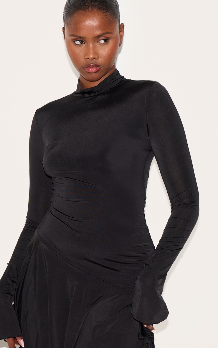 Black Long Sleeve Asymmetric Hem Shift Dress | Dresses | PrettyLittleThing