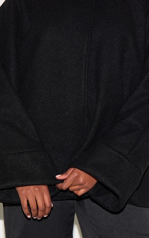 Black Wool Look Batwing Jacket | Outerwear | PrettyLittleThing AUS