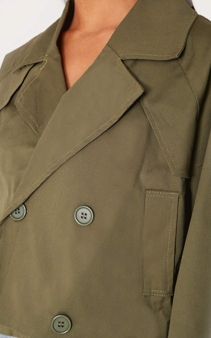 Khaki Cropped Storm Flap Detail Trench Coat | Outerwear ...