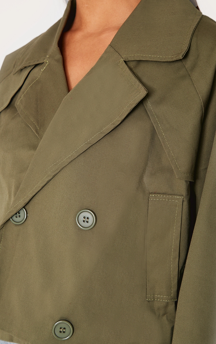 Khaki Cropped Storm Flap Detail Trench Coat | Outerwear ...